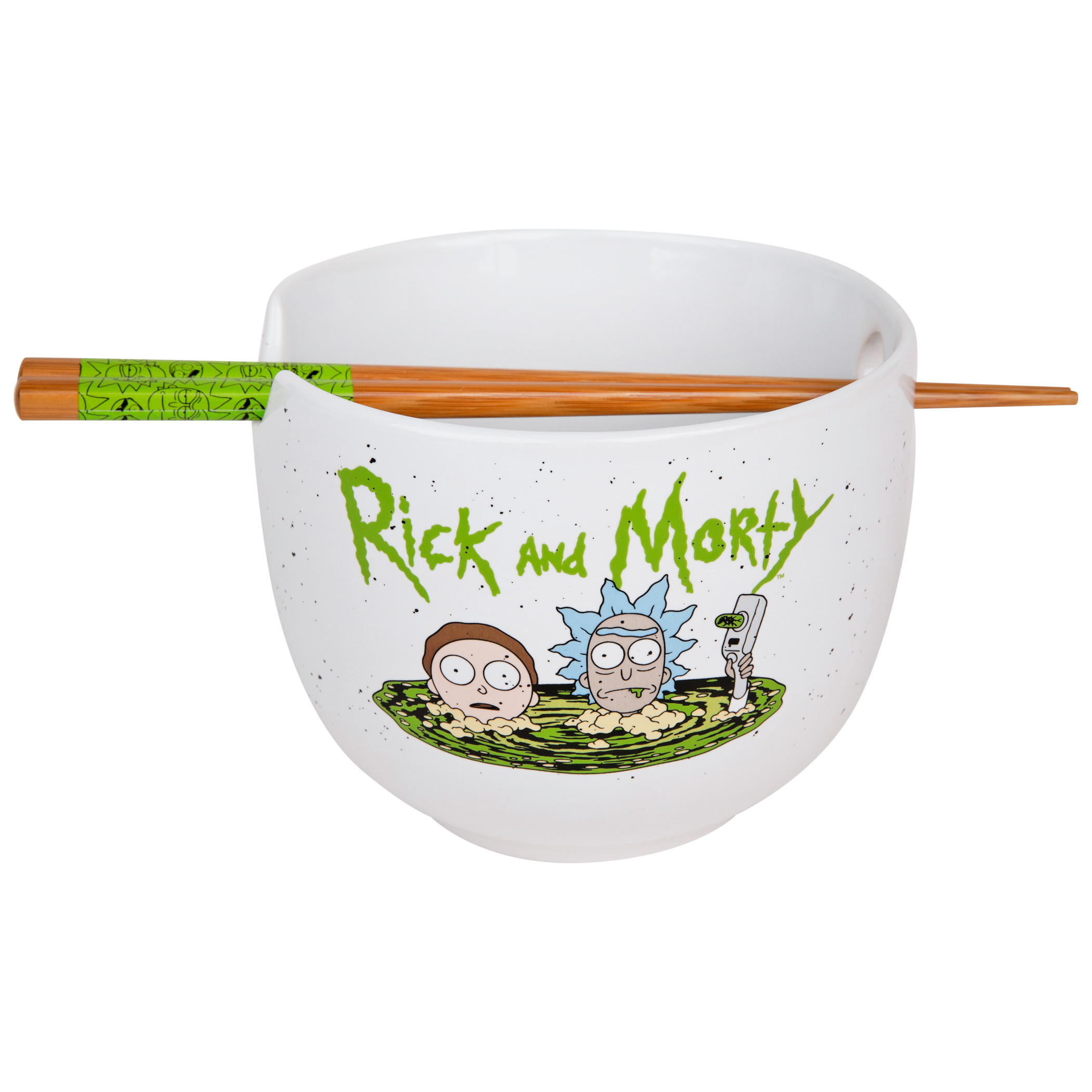 Rick and Morty Portal Sinking Ramen Bowl with Chopsticks