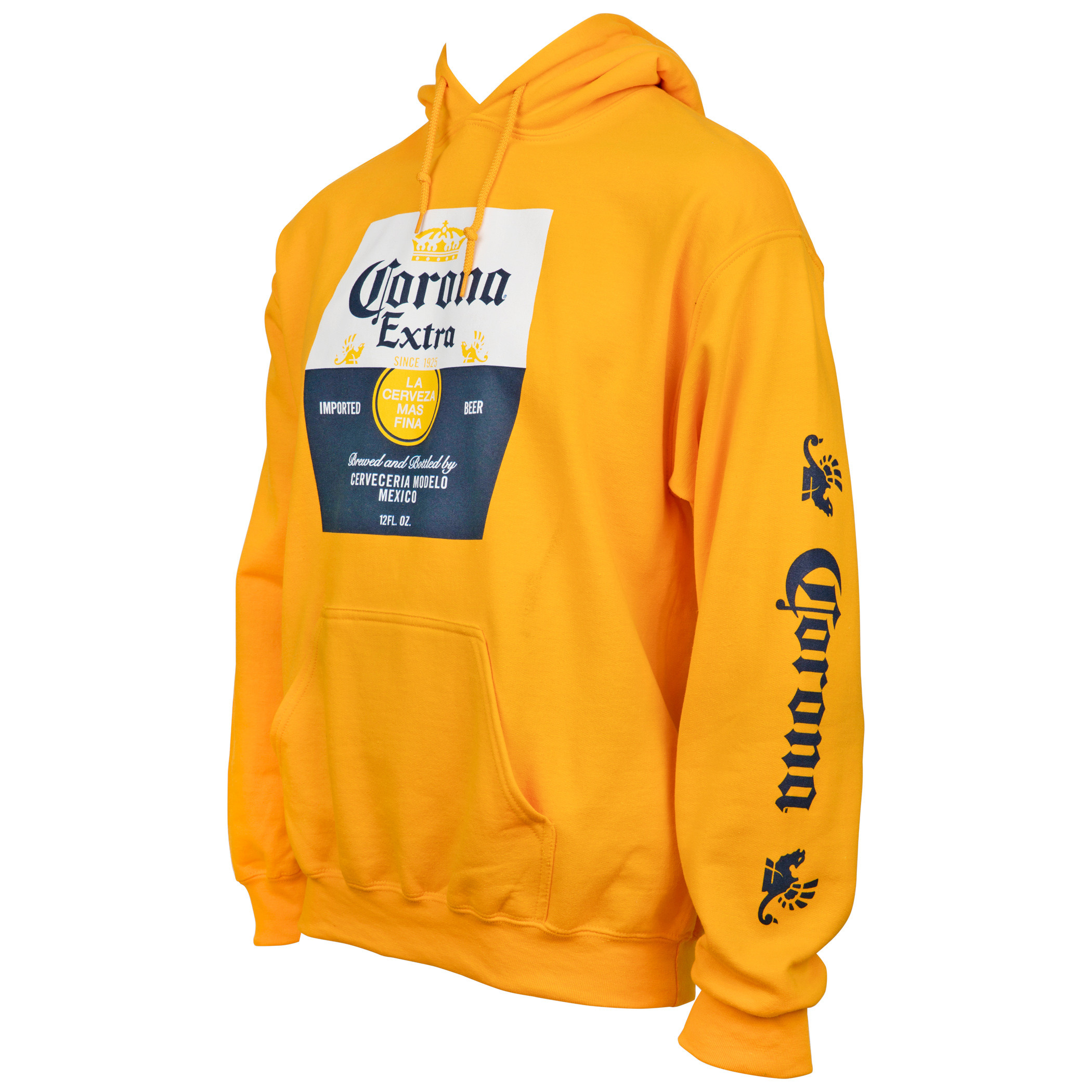 Corona Extra Beer Label Gold Hooded Sweatshirt With Sleeve Print