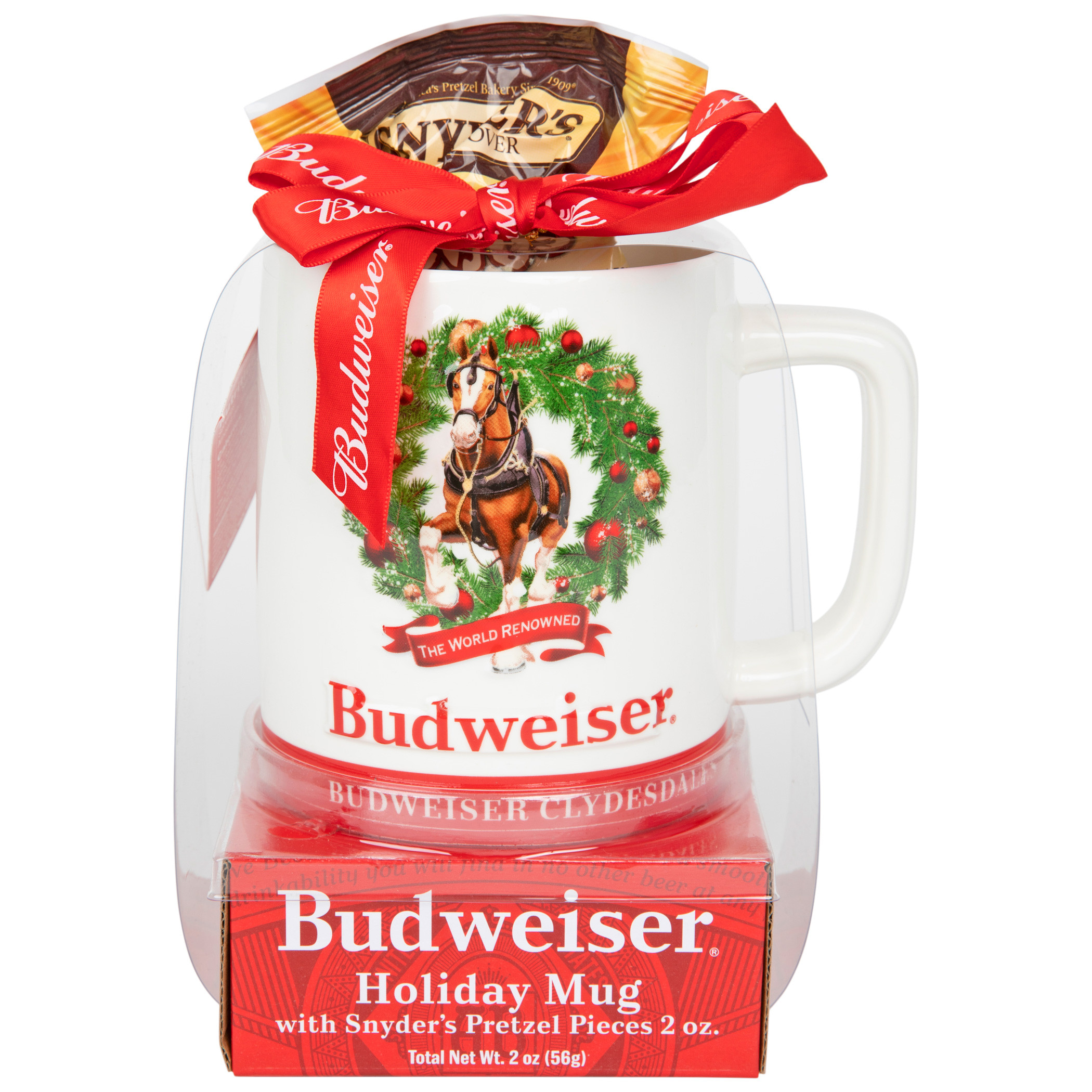 Budweiser Holiday Stein Mug with Pretzels