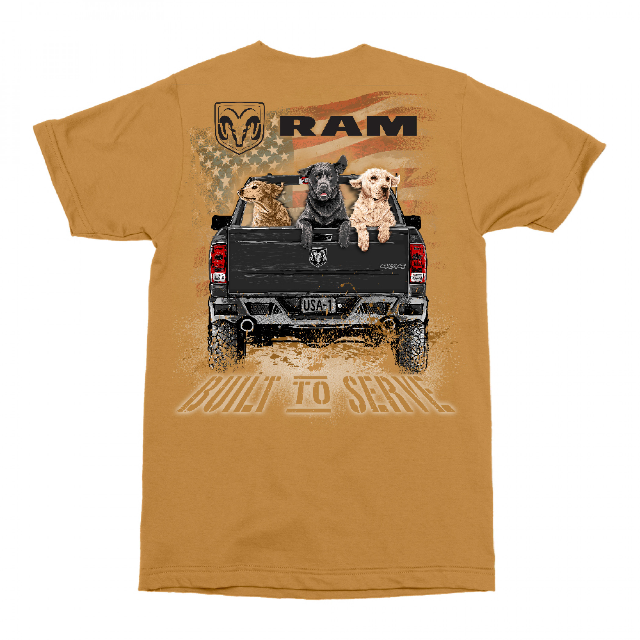Dodge Ram Built to Serve Front and Back Print T-Shirt