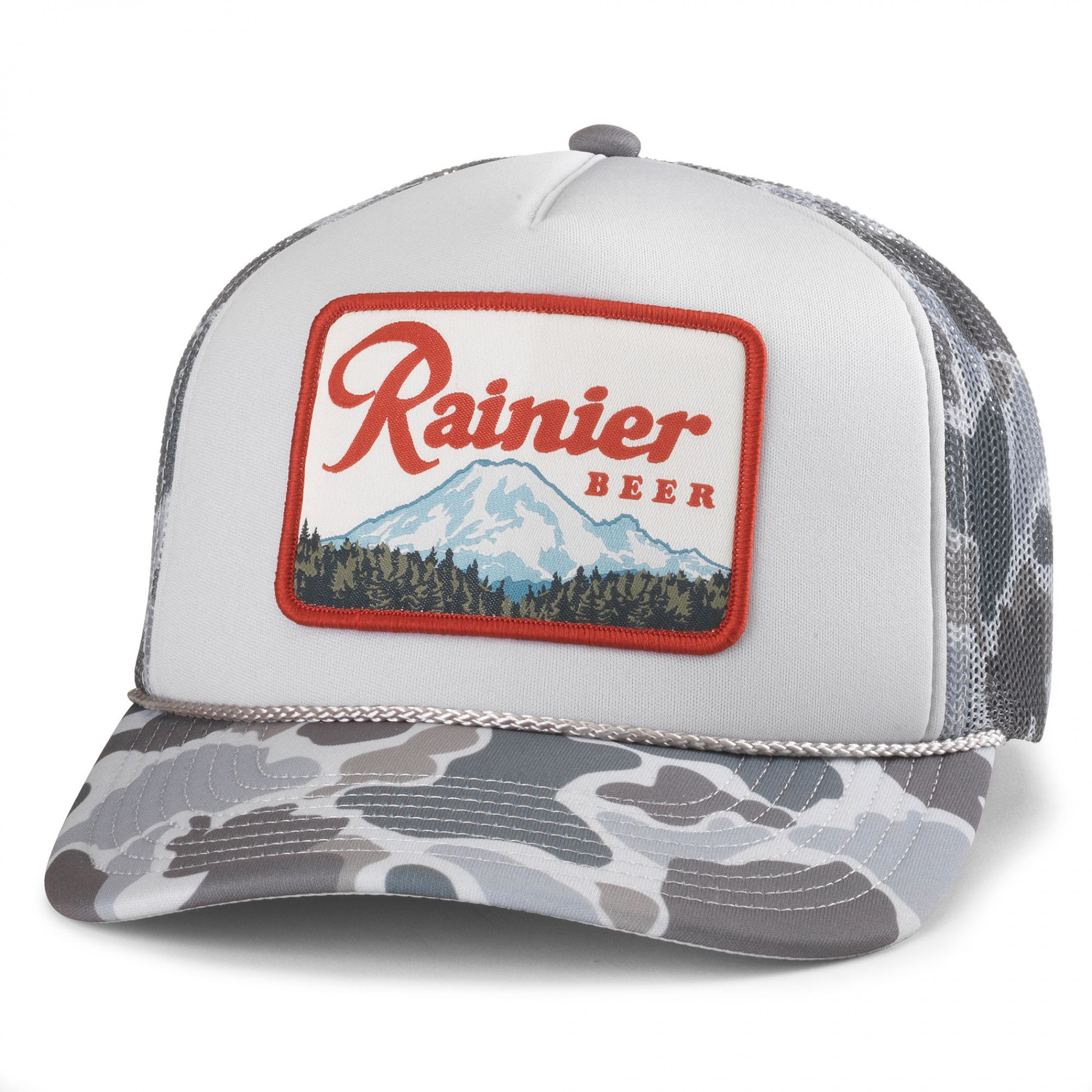 Rainier Beer Grey Camo Mountain Range Patch Foamy Adjustable Hat