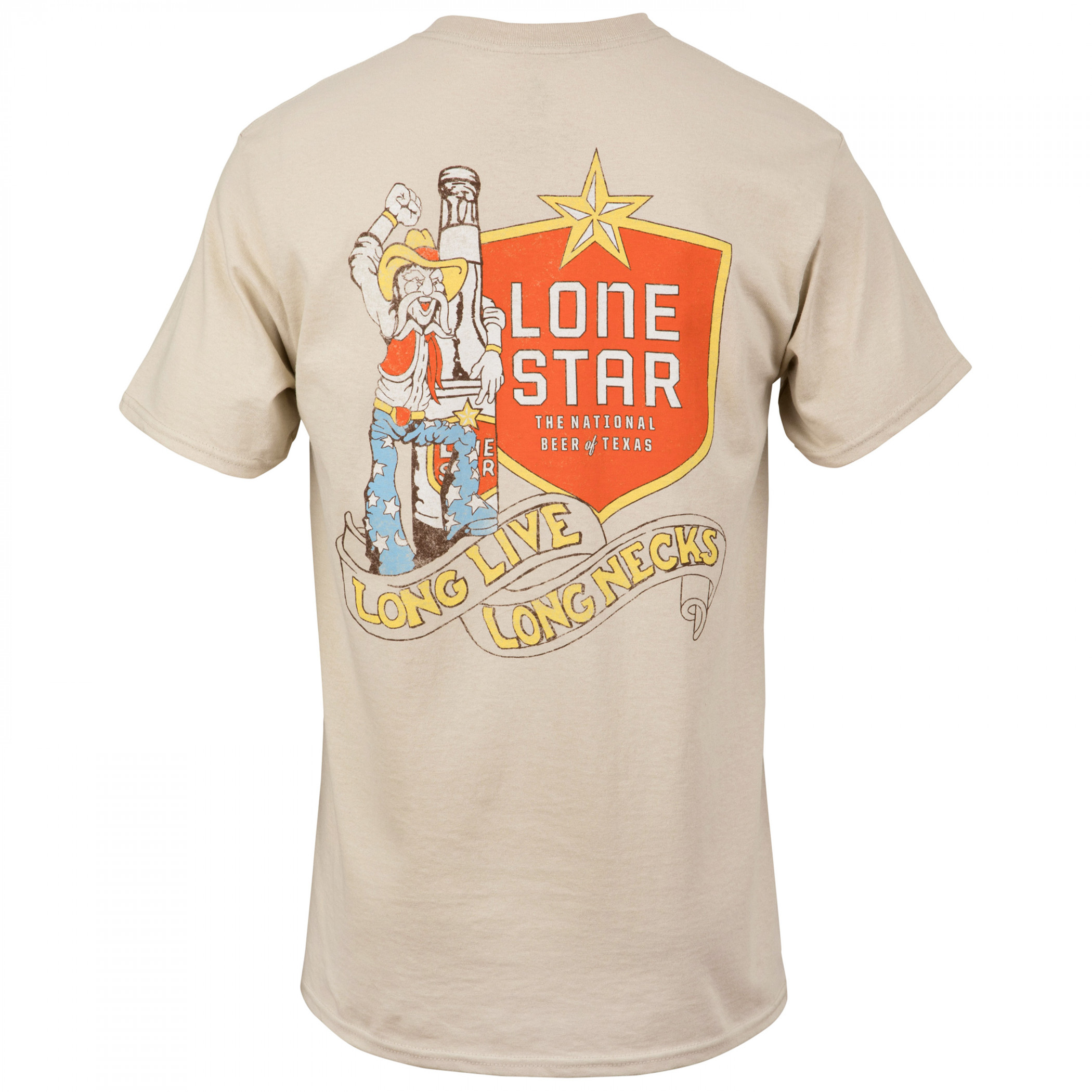 Lone Star Beer Long Live Long Necks Front and Back Print T-Shirt