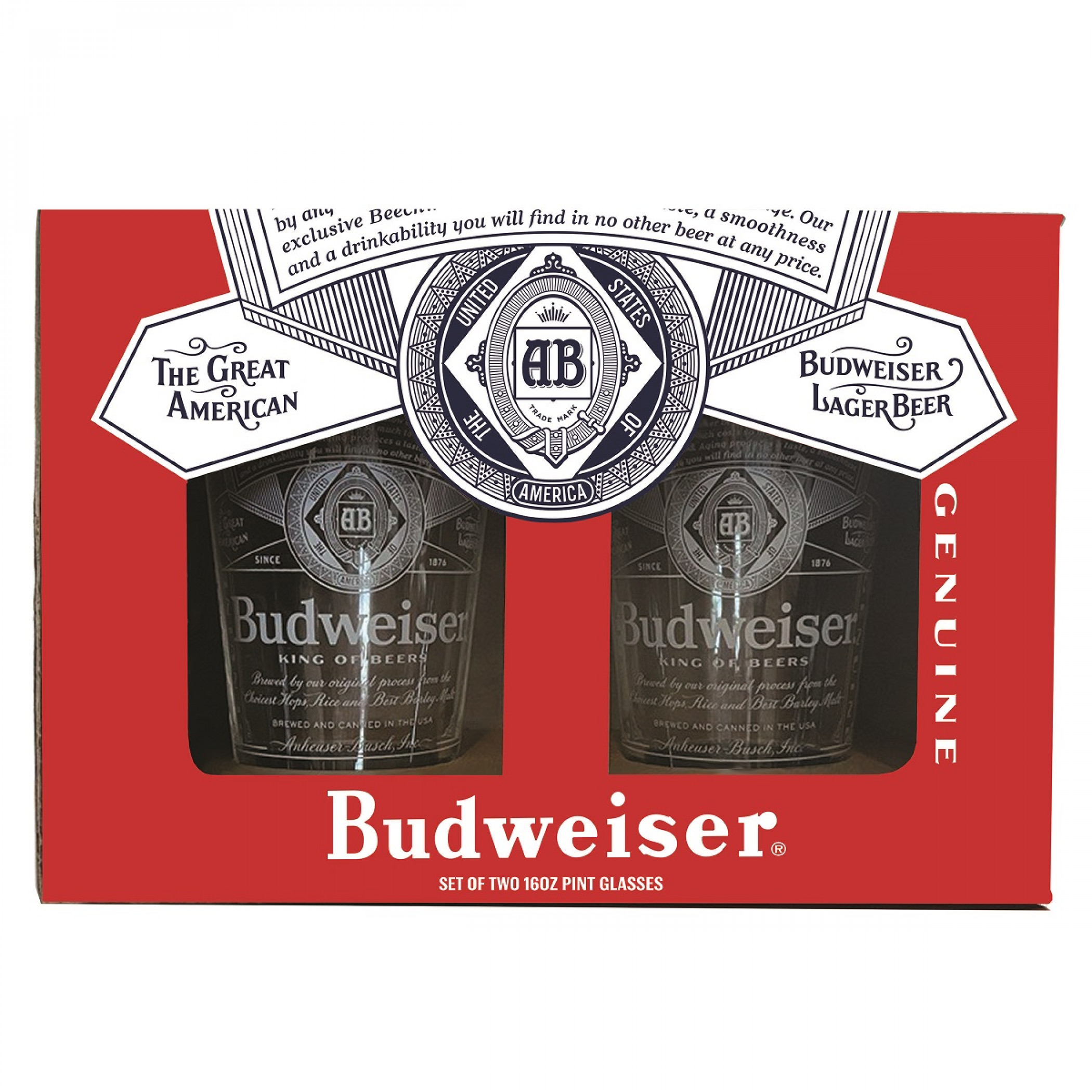 Budweiser Classic Logo 2-Pack Pint Glass Set