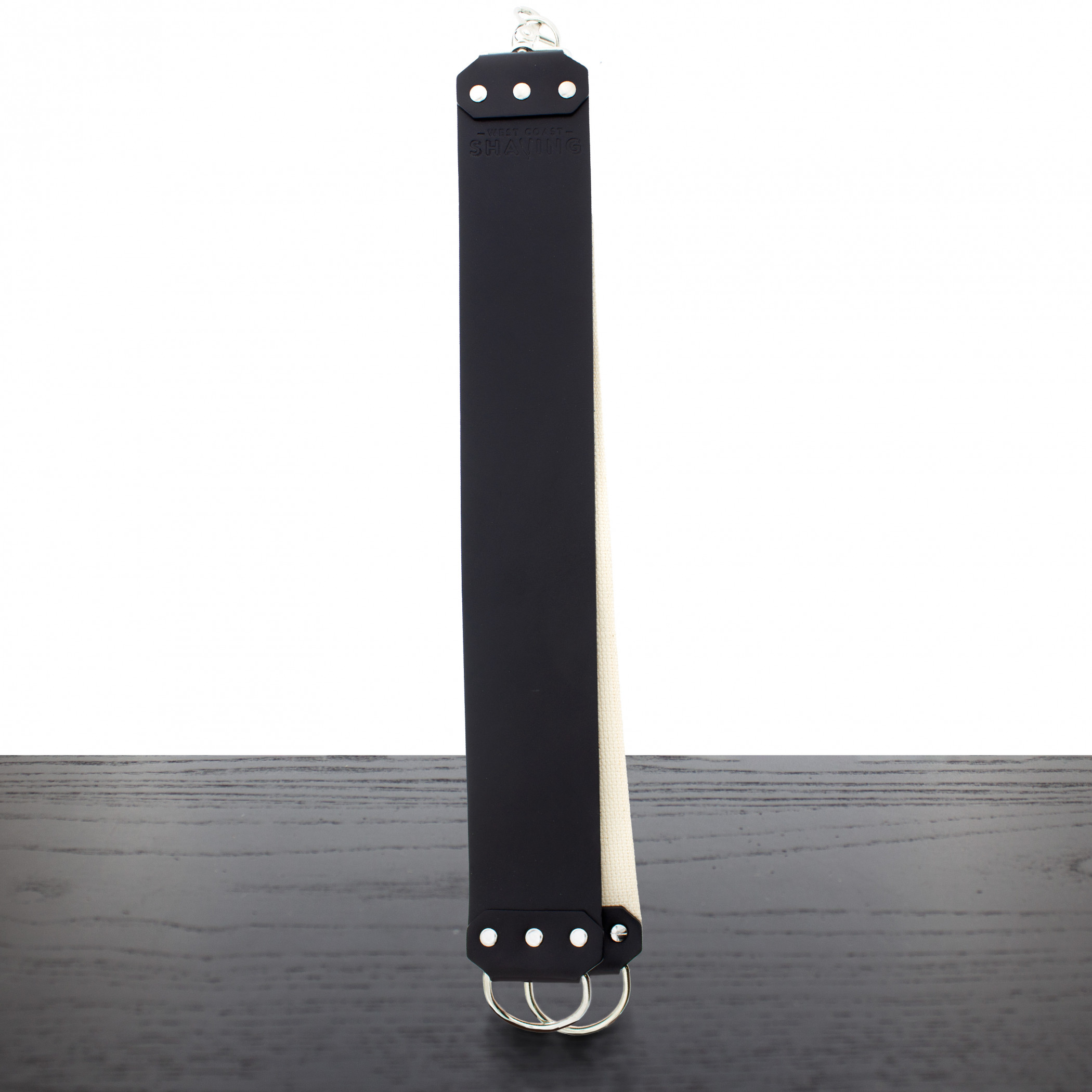 WCS 3" Hanging Strop, Leather and Linen, Black - West Coast Shaving