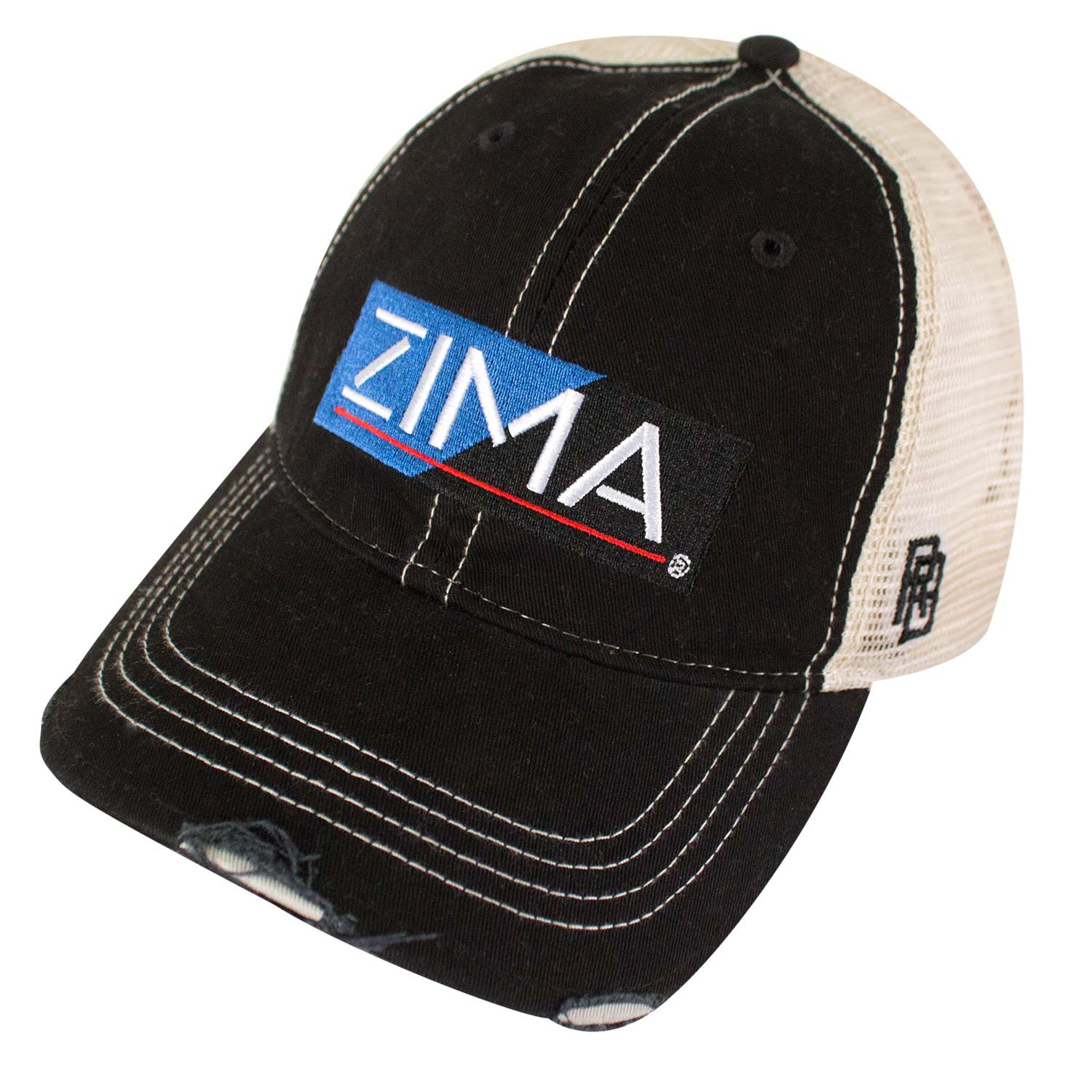 Zima Logo Retro Brand Mesh Black Trucker Hat