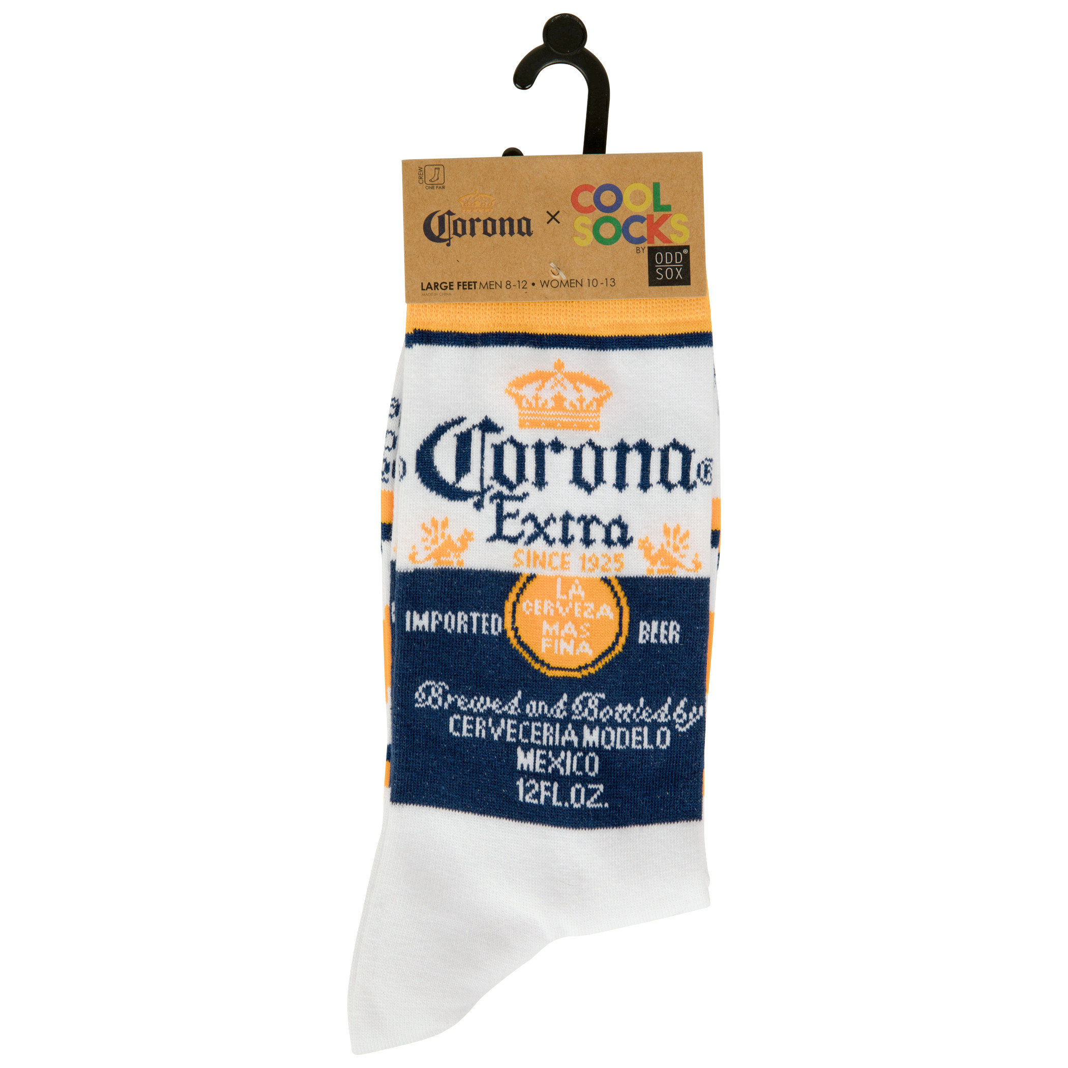 Corona Extra Bottle Label Crew Socks