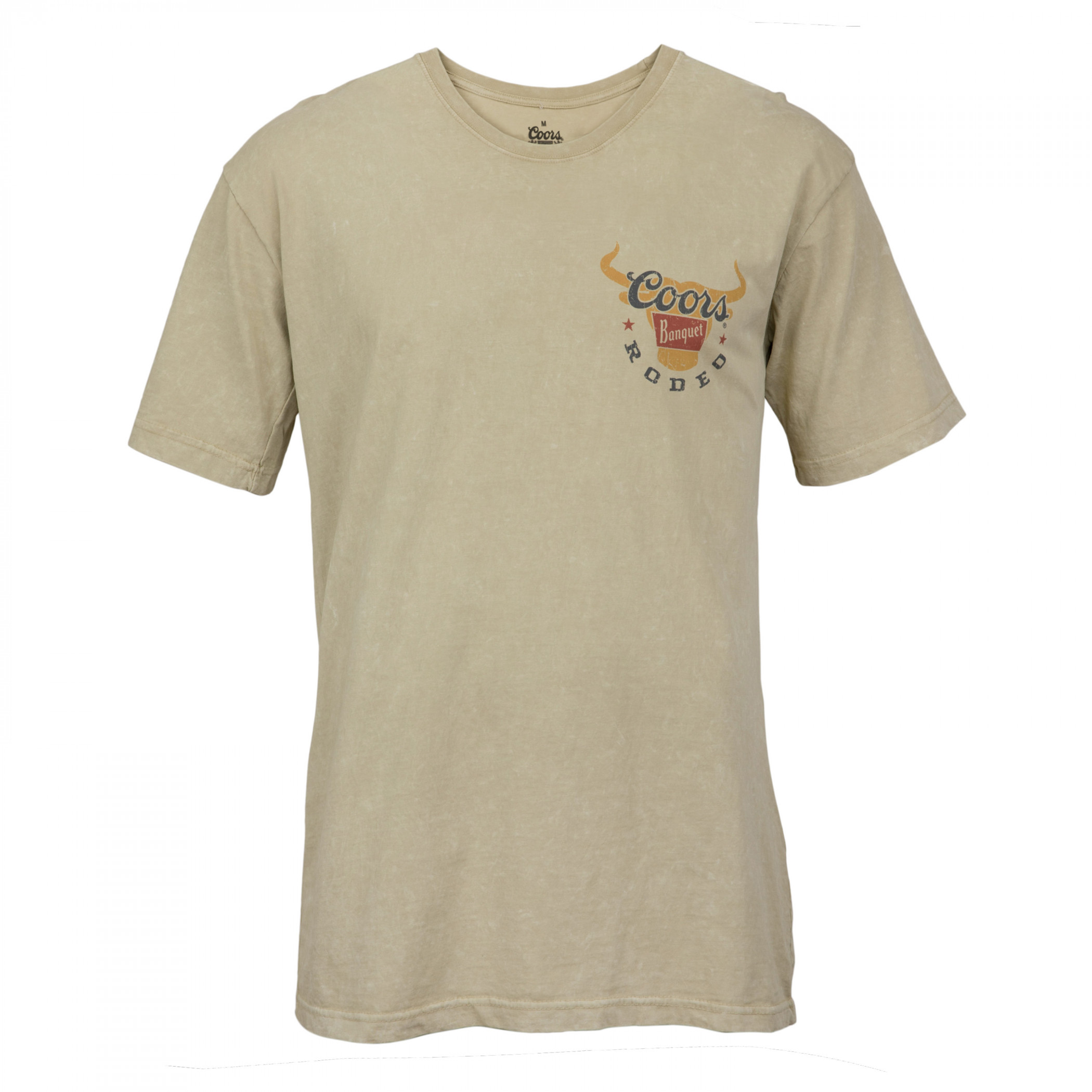 Coors Banquet Rodeo Logo Distressed Front and Back Tan T-Shirt