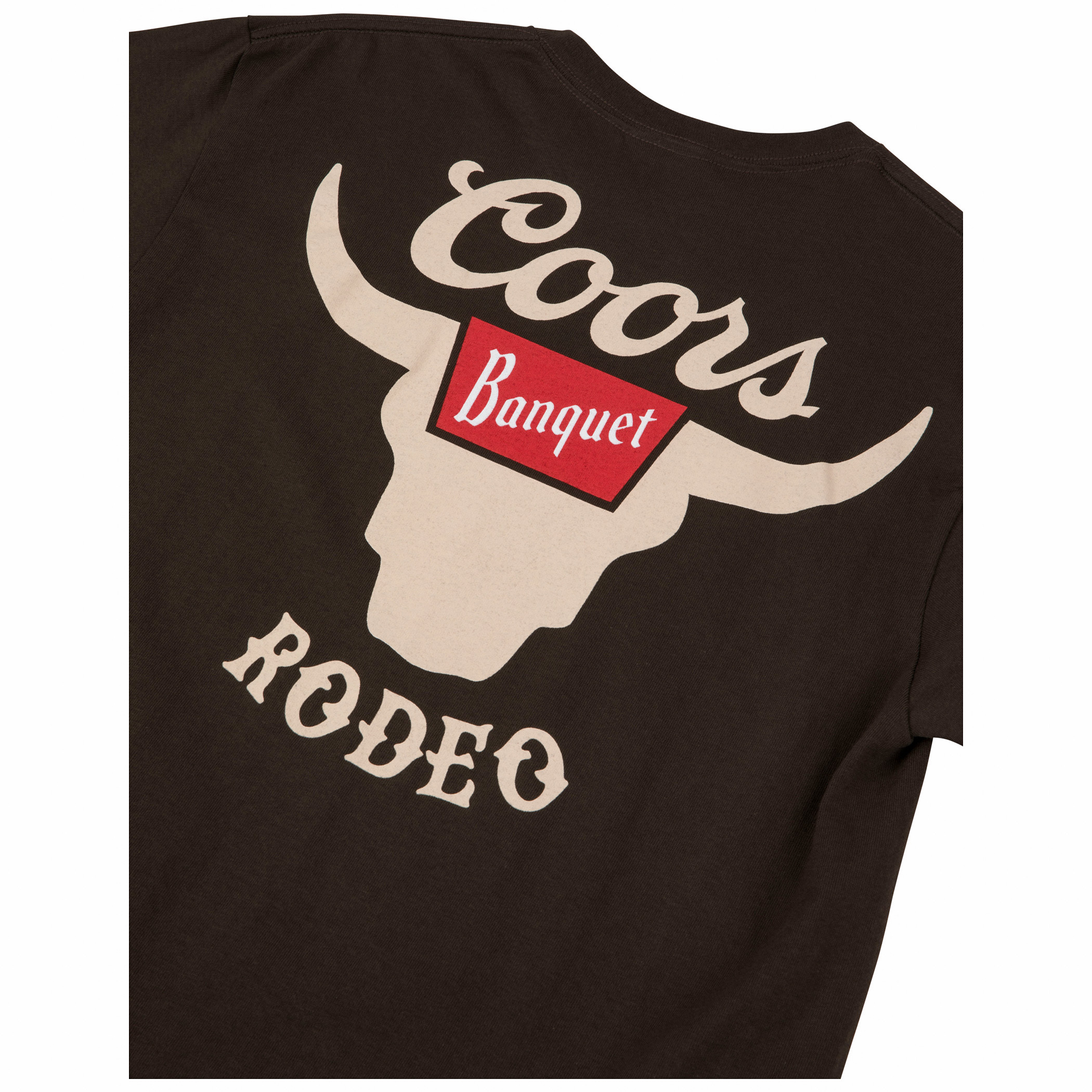 Coors Banquet Rodeo Horns Logo Brown Front and Back Print T-Shirt