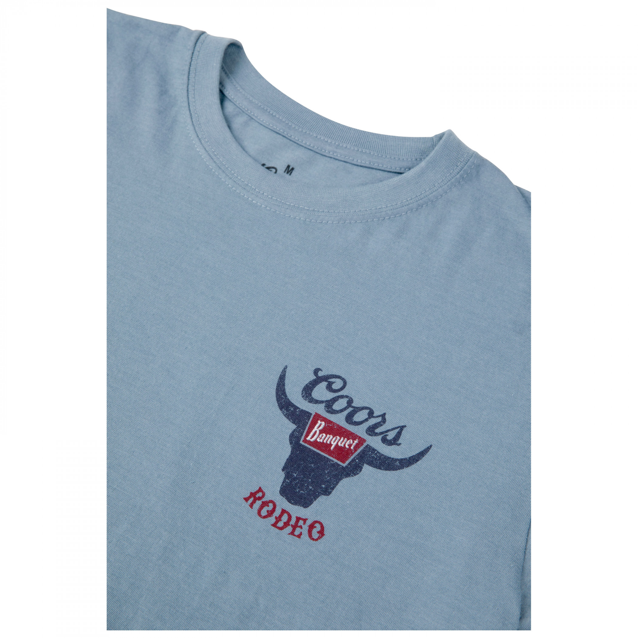 Coors Banquet Rodeo Logo Distressed Front and Back Dusty Blue T-Shirt