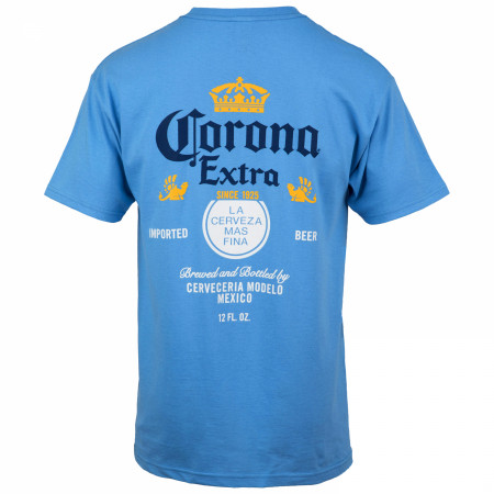 Corona Extra Label Carolina Blue Front and Back Print T-Shirt